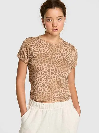 Pink Retro Cotton Tee - Print