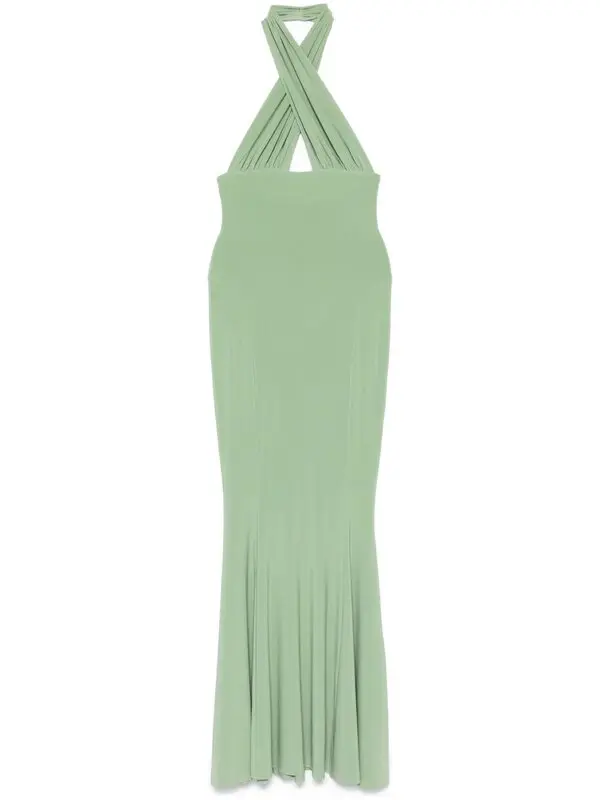 Norma Kamali Crossover Halterneck Gown - Green