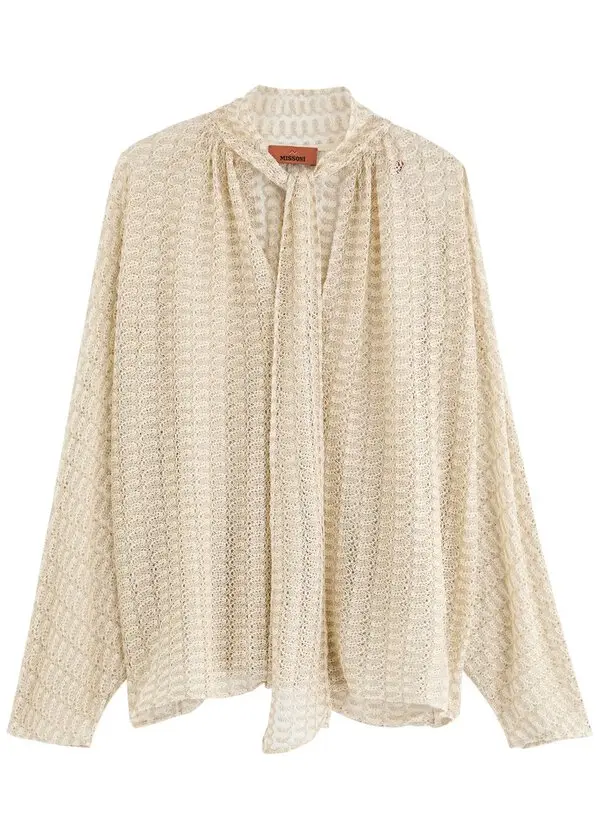 Missoni Metallic-weave Open-knit Blouse - Cream