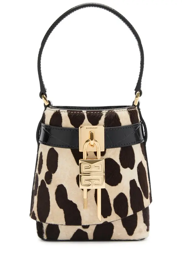 Givenchy Shark Lock Micro Bucket Bag - Leopard
