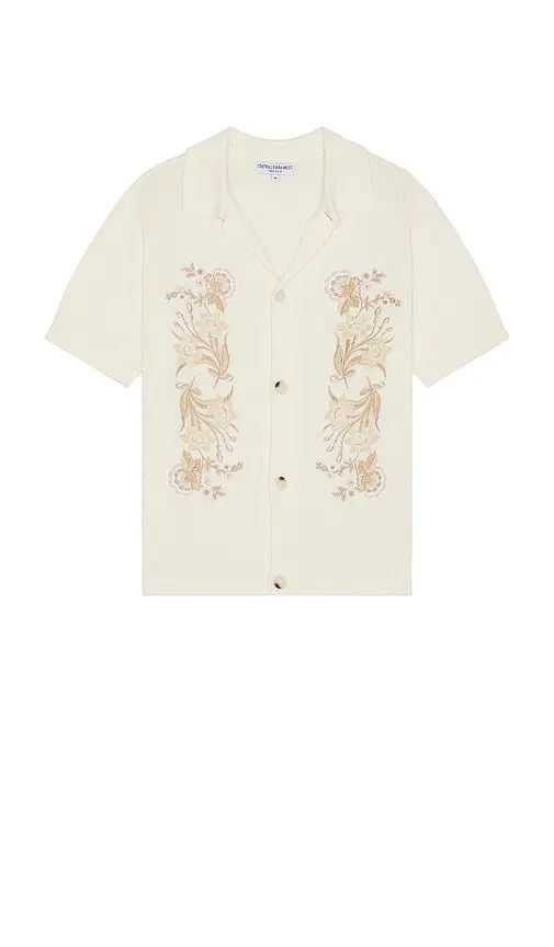 Central Park West Embroidered Buttondown Shirt In Yellow