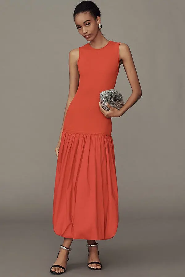 Simonmiller Yanez Poplin Combo Drop-Waist Midi Dress In Red - 68% Off |  Editorialist
