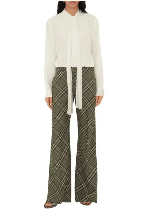 Burberry Check Wool Tailored Trousers - Crater