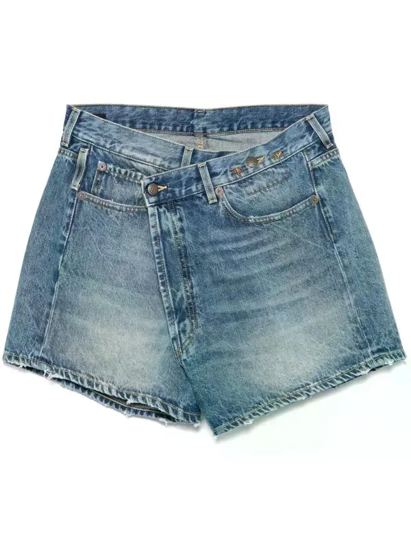 R13 Crossover Denim Shorts - Blue