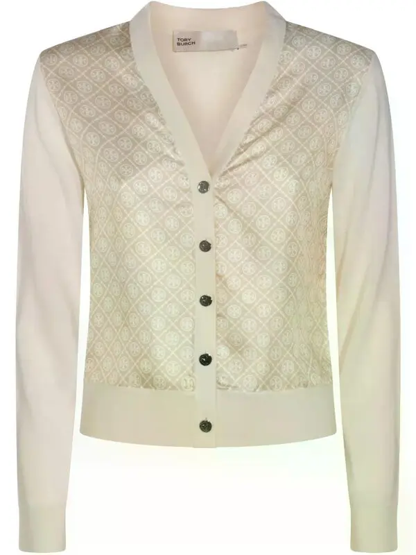 Tory Burch All-over Logo Cardigan - Neutrals