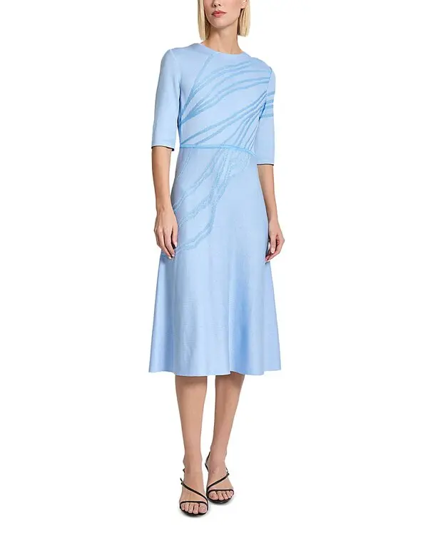 Misook Tonal Abstract Fit And Flare Dress