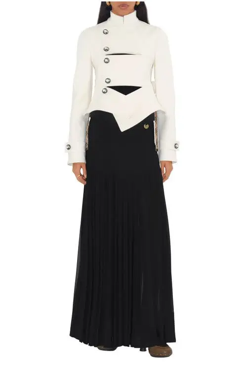 Burberry Stretch Cotton Blend Tailored Jacket - Off White