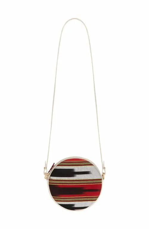 K'AI & VROSI Genuine Leather And Fabric Crossbody Bag - Beige