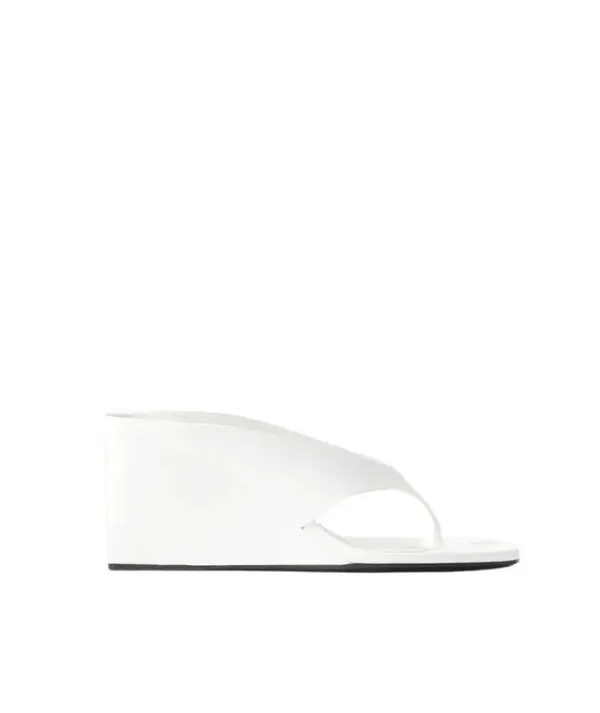 Alaïa Satin Wedge Sandals - White