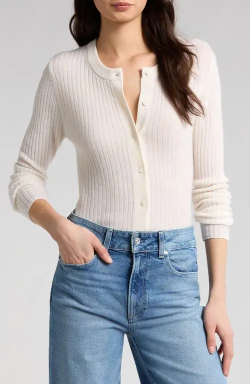 Paige Acqua Rib Cashmere Cardigan - Ivory