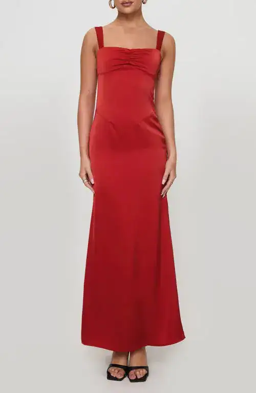 Princess Polly Strauss Satin Maxi Dress - Red | Editorialist