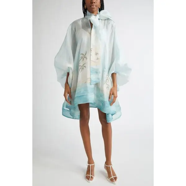 Zimmermann Seascape Print Organza Minidress