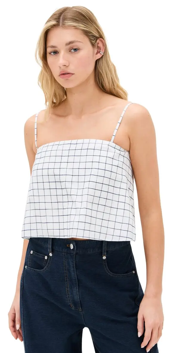Vince Trellis Plaid Strapless Top