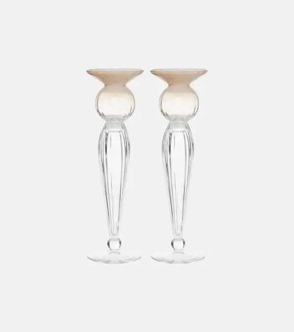 Brunello Cucinelli Set Of 2 Murano Glass Candle Holders