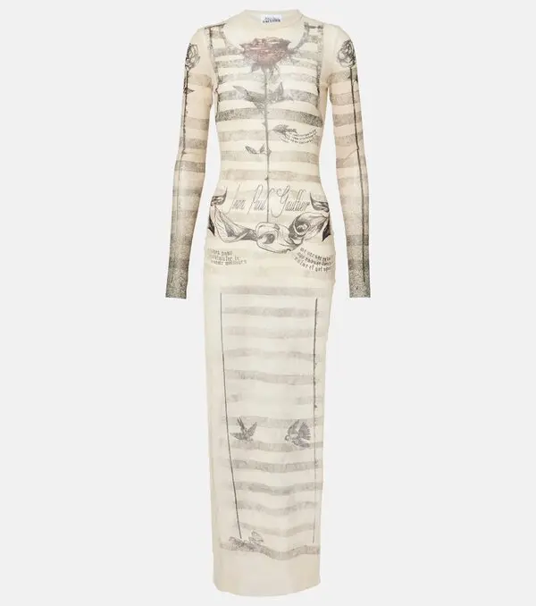 Jean Paul Gaultier Trompe L’oeil Mesh Maxi Dress