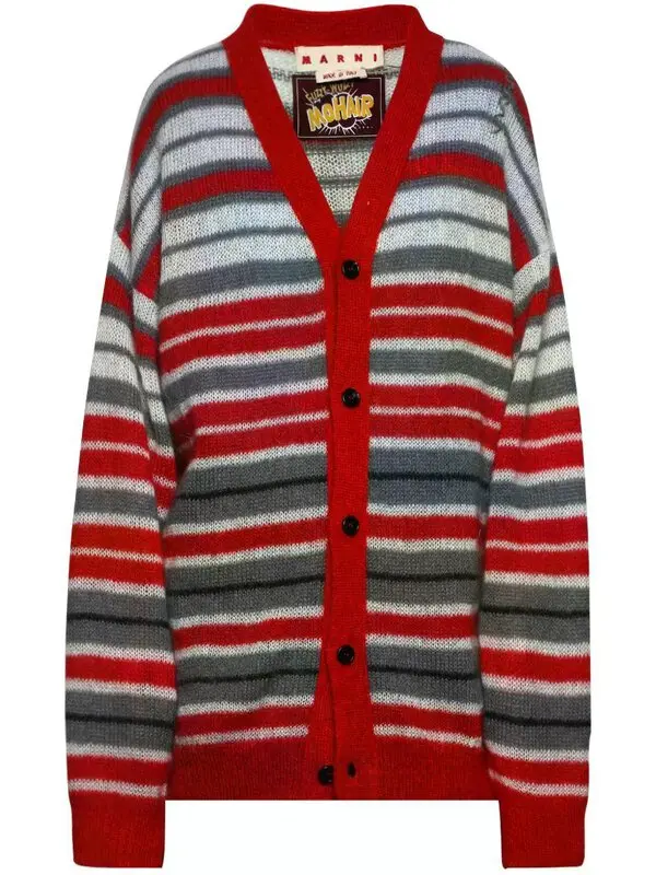Marni Striped V-neck Cardigan - Neutrals