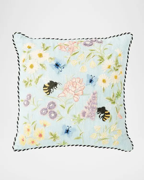 MACKENZIE-CHILDS Floral And Bee Throw Pillow