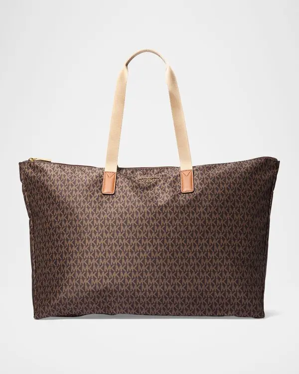 Michael Kors Signature Logo Print Woven Tote Bag