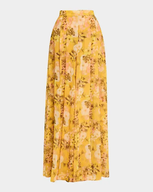 Badgley Mischka Pleated Floral-print Palazzo Pants