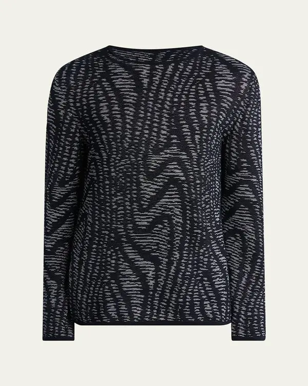 Giorgio Armani Jacquard Swirl Crewneck Sweater - Dark Blue