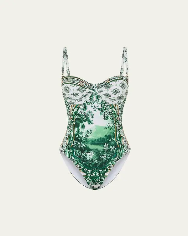 Camilla Ruched Cup Underwire One-piece Swimsuit - Corridor Of Calm