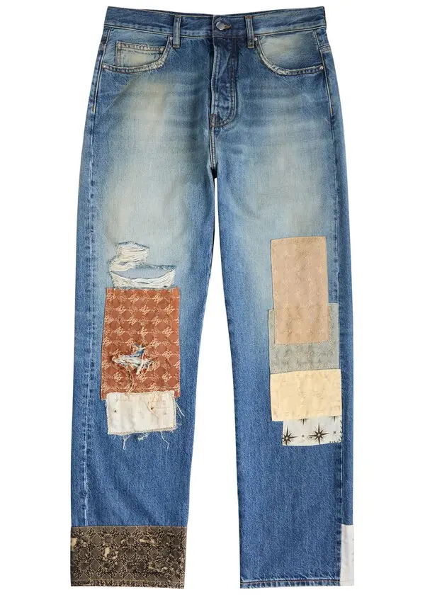 Amiri Ma Quad Artpatch Straight-leg Jeans