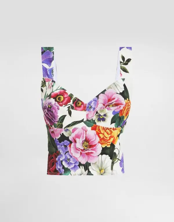Dolce & Gabbana Floral Cotton Corset Top - Print