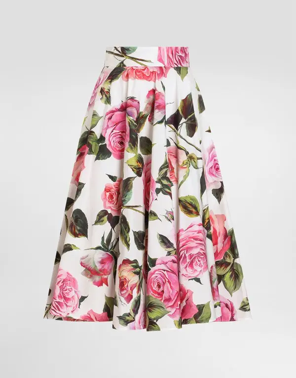 Dolce & Gabbana Rose Cotton Circle Skirt - Print