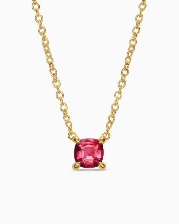 David Yurman 18k Yellow Gold Micro Chatelaine® Pendant Necklace - Ruby