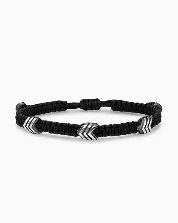 David Yurman Chevron Bracelet With Sterling Silver And Black Onyx