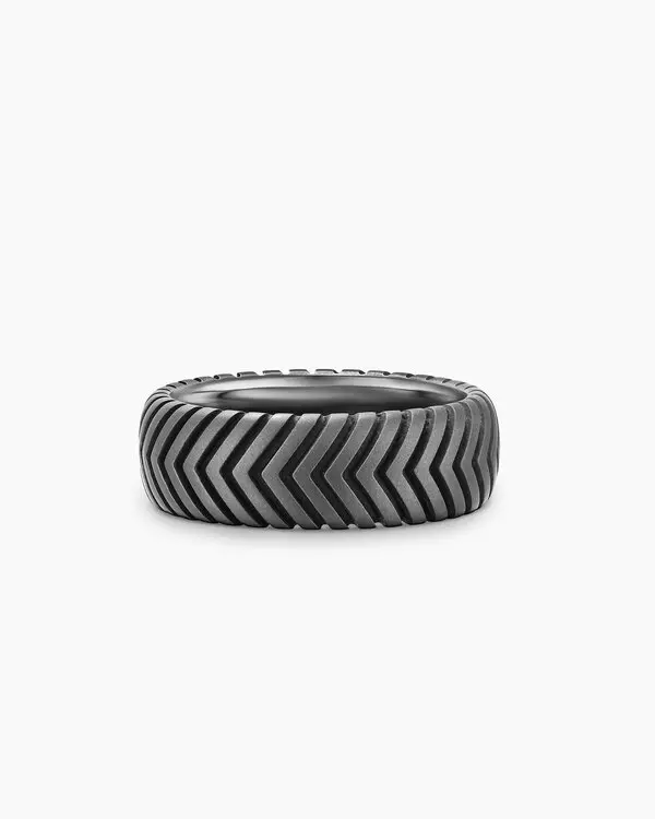 David Yurman Chevron Titanium Band Ring - Black Titanium-not Heated