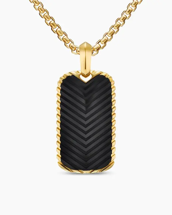 David Yurman Chevron Tiger's Eye Tag - Black Onyx
