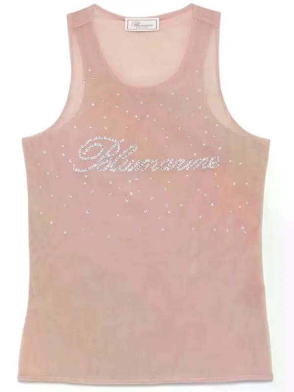 Blumarine Crystal Logo Tank Top - Brown