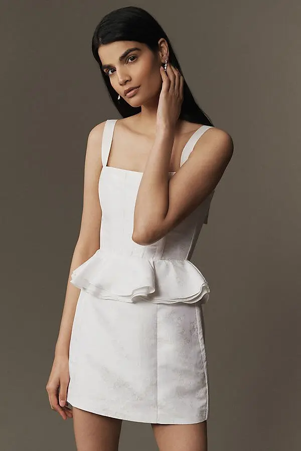 V. CHAPMAN Sleeveless Peplum Brocade Mini Dress