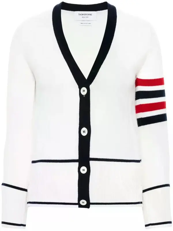 Thom Browne 4-bar Cashmere Cardigan - White