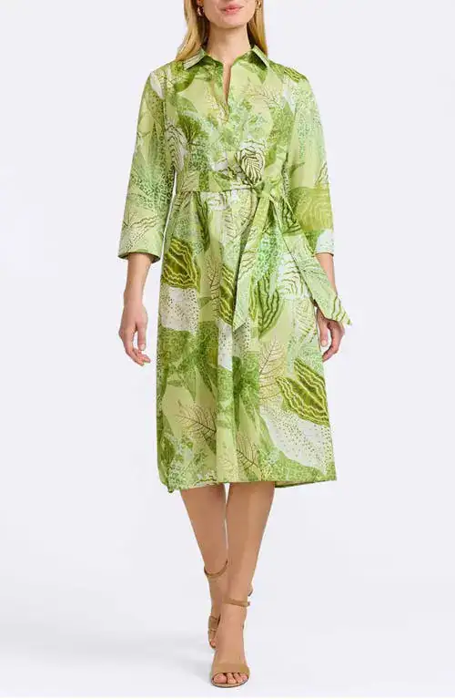 green paisley shirt dress Lena Belted Paisley Shirt Dress main image 0