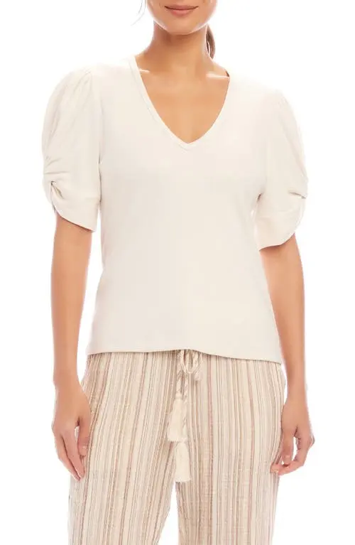 Karen Kane Twist Sleeve Rib Top - Ecru