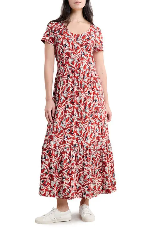 SEASALT CORNWALL Tor View Tiered Maxi Dress - St Eia Campions Tomato