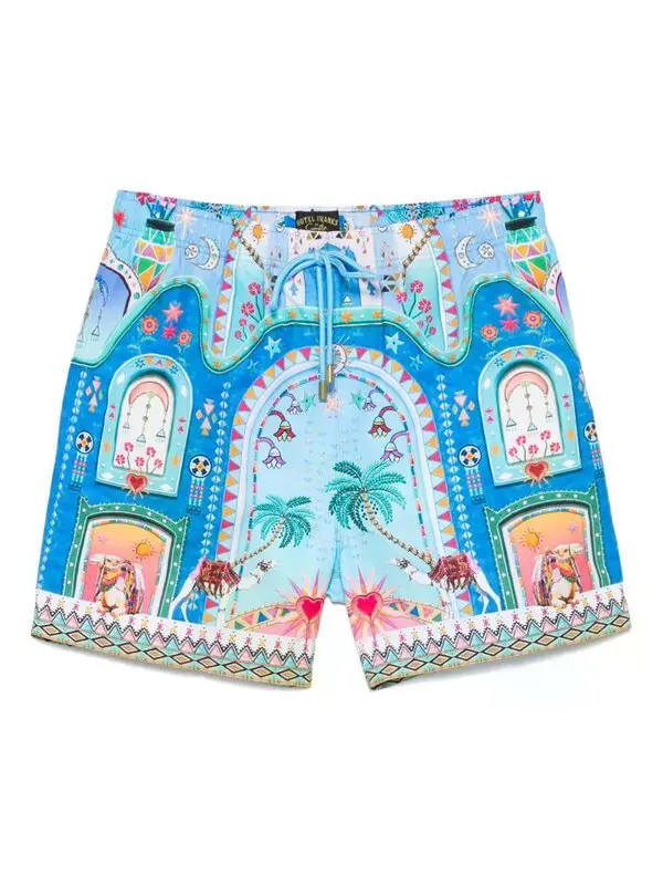 Camilla A Painted Village Swim Shorts - Blue