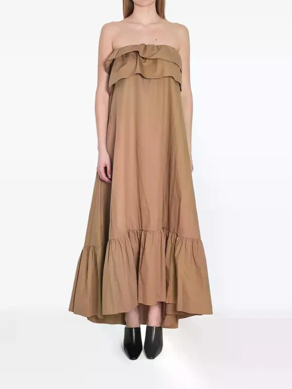 Saint Laurent Ruffle-detail Maxi Dress - Neutrals