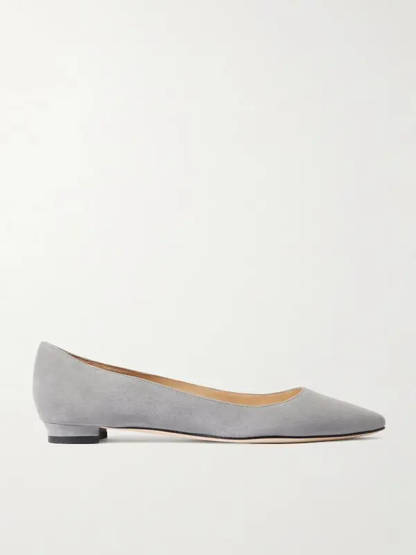 Manolo Blahnik Bb Suede Ballet Flats - Gray
