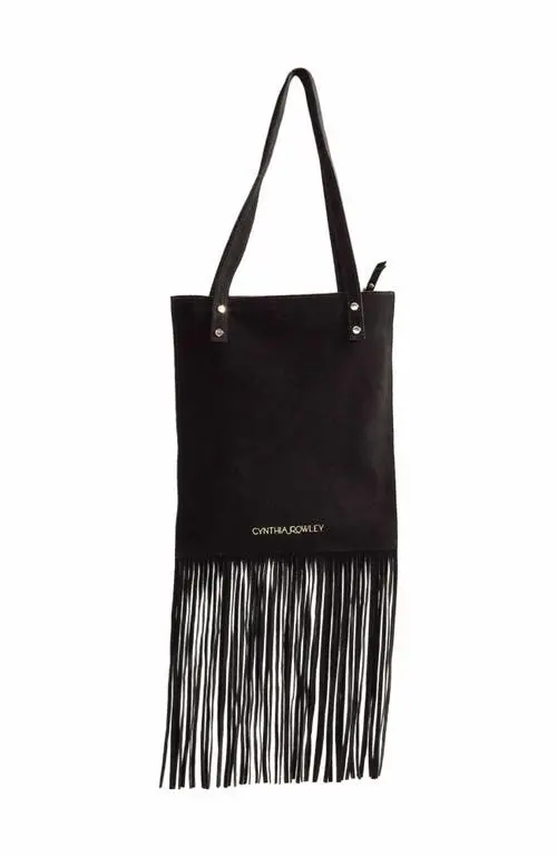 Cynthia Rowley Felicity Fringe Suede Tote - Black