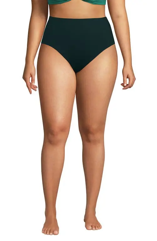 LANDS' END Chlorine Resistant High Waisted Bikini Bottoms - Deep Balsam