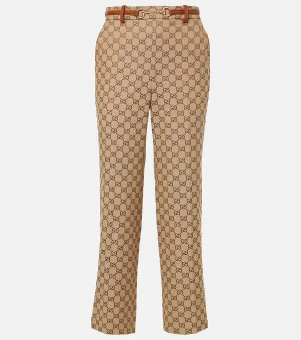 Gucci Horsebit Gg Canvas Cropped Straight Pants