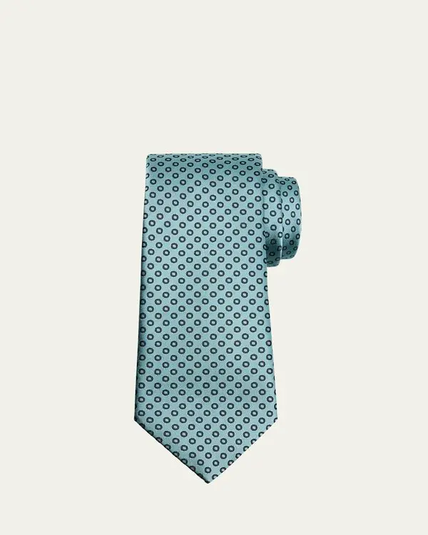 Giorgio Armani Micro-circle Printed Neck Tie - Aquamarine