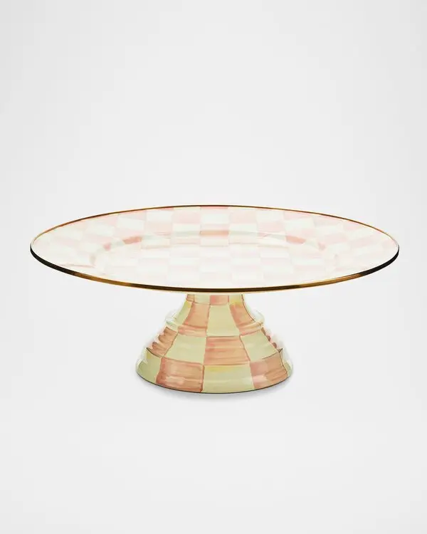MACKENZIE-CHILDS Rosy Check Large Pedestal Platter