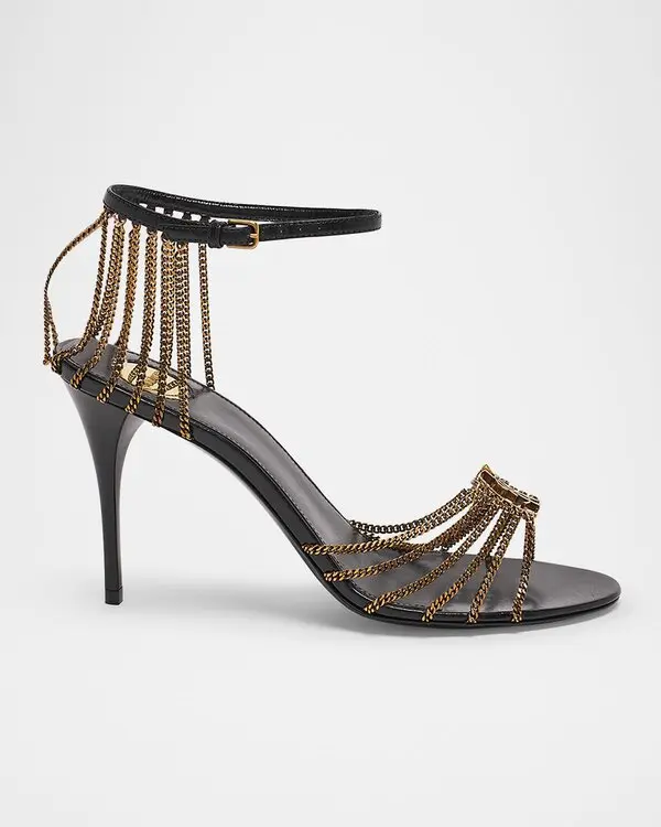 Saint Laurent Babylone Strappy Chain Stiletto Sandals
