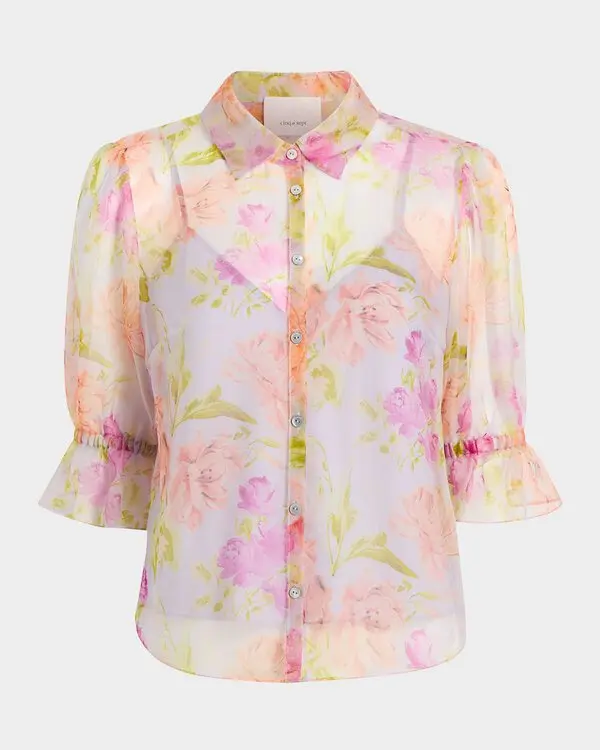 Cinq À Sept Fiona Floral-print Top - Pale Lavender M