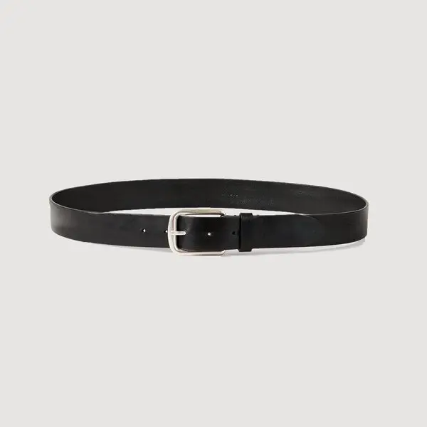 Sandro Vegetable-tanned Leather Belt - Black