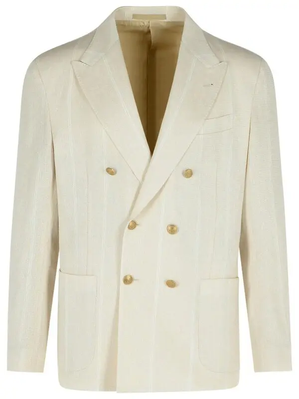 Eleventy Cream Cotton-flax Blend Blazer